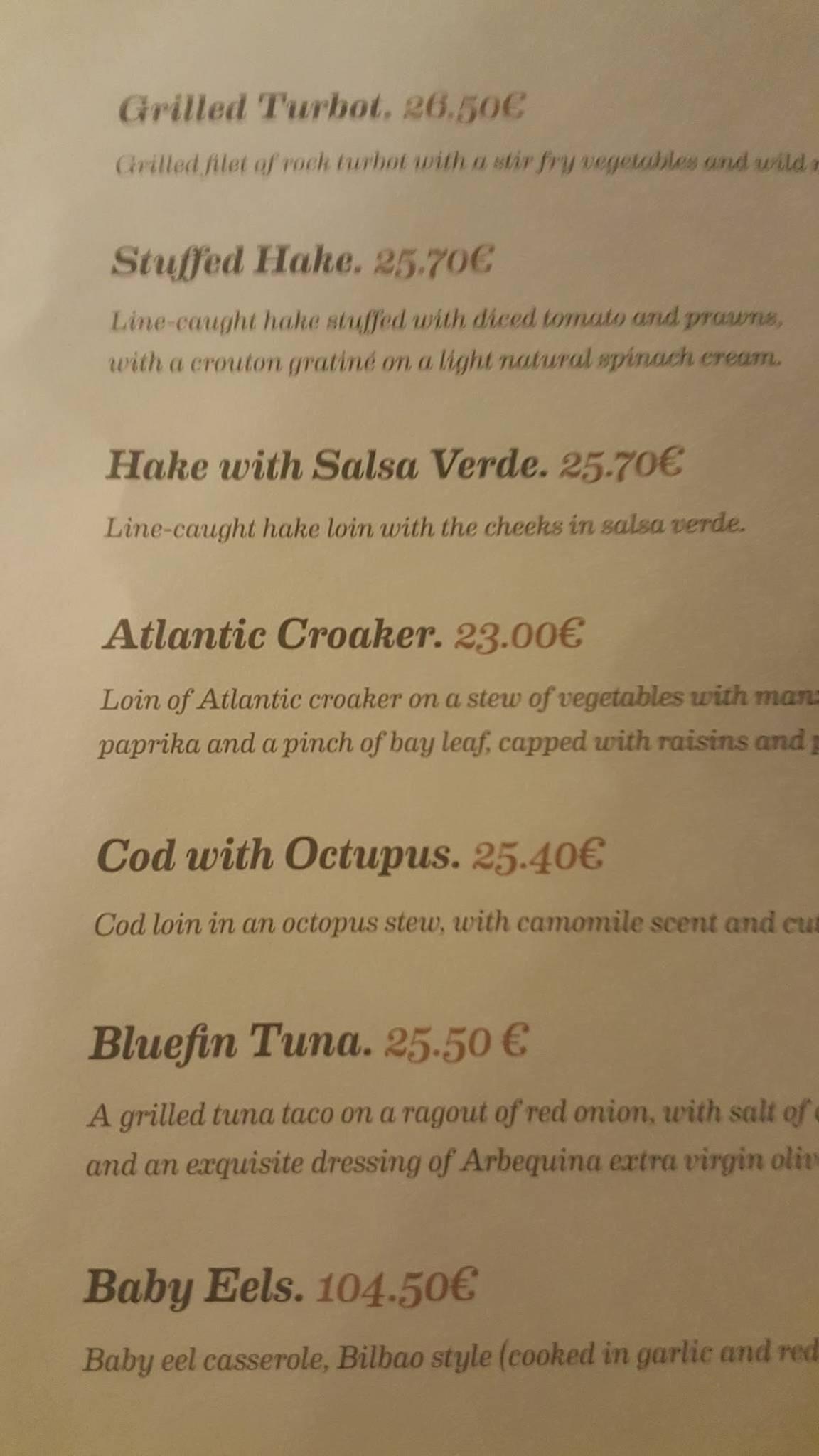 Carta de Restaurante Ruta del Veleta, Cenes de la Vega