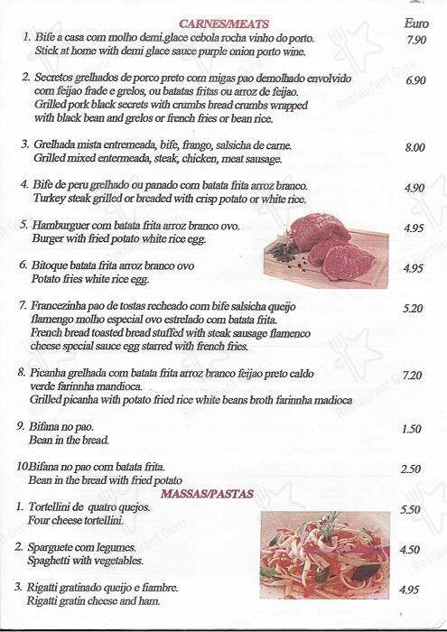 Menu at Restaurante Típico Português e Kebab, Lisbon