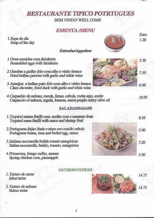 Menu em Restaurante Típico Português e Kebab, Lisboa