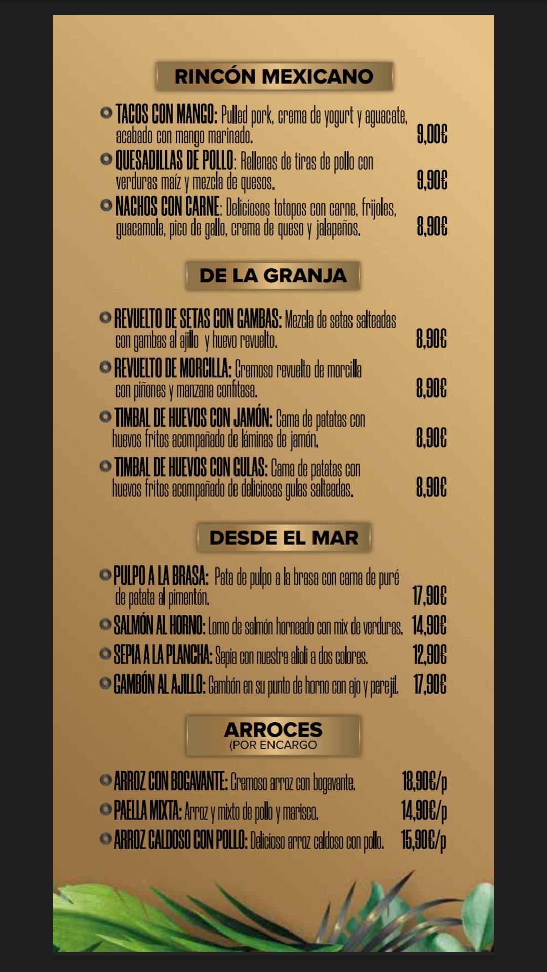 Menu at Restaurante Utopía, Parla