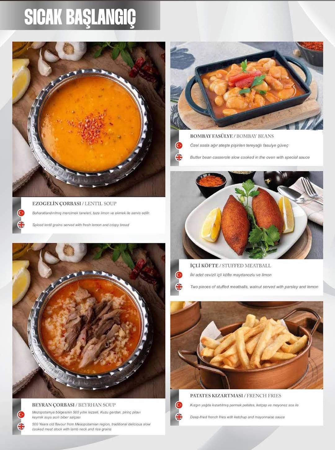 Menu at Resto Food Drinks, Istanbul