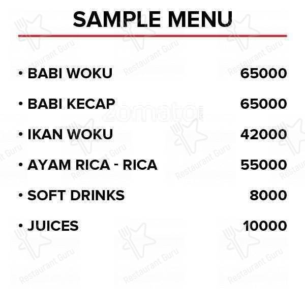 Menu at Restoran Manado Indah restaurant, Central Jakarta, Jl. Musi No.13
