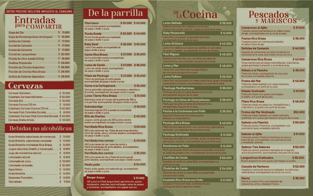 Carta de Restaurante Rica Brasa Blas de Lezo, Cartagena, Cl. 27a Bis #6380