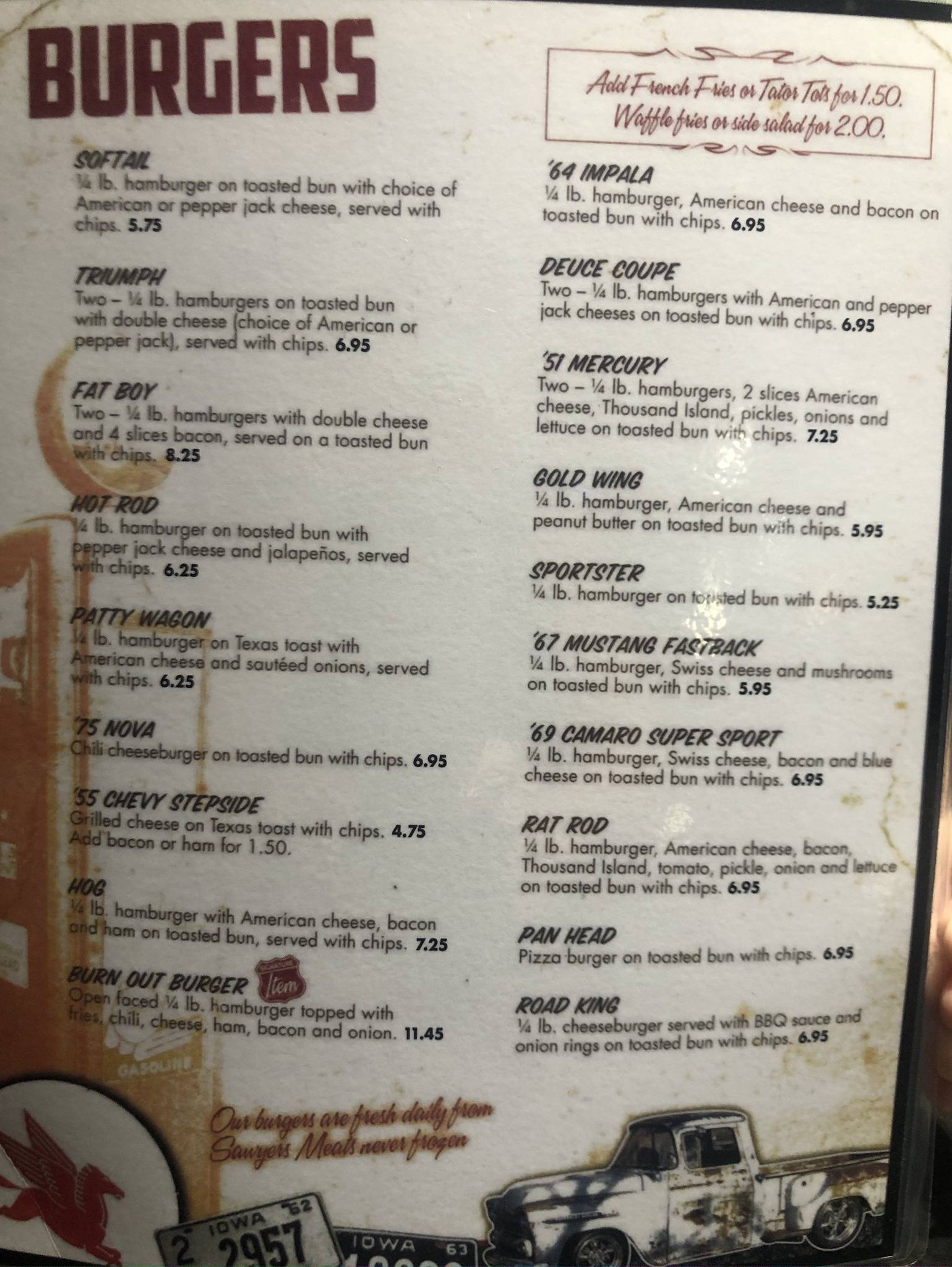 Menu at Rides Bar & Grill, Fort Dodge