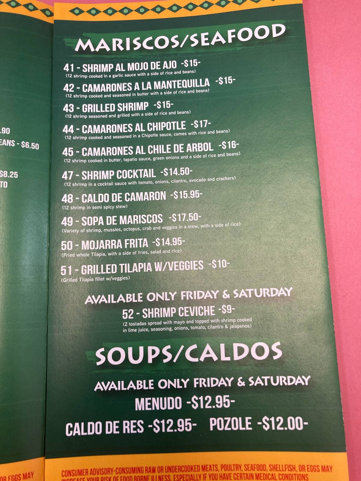 Menu at Rike’s Tacos Prehispánic Mexican Foods restaurant, Troy