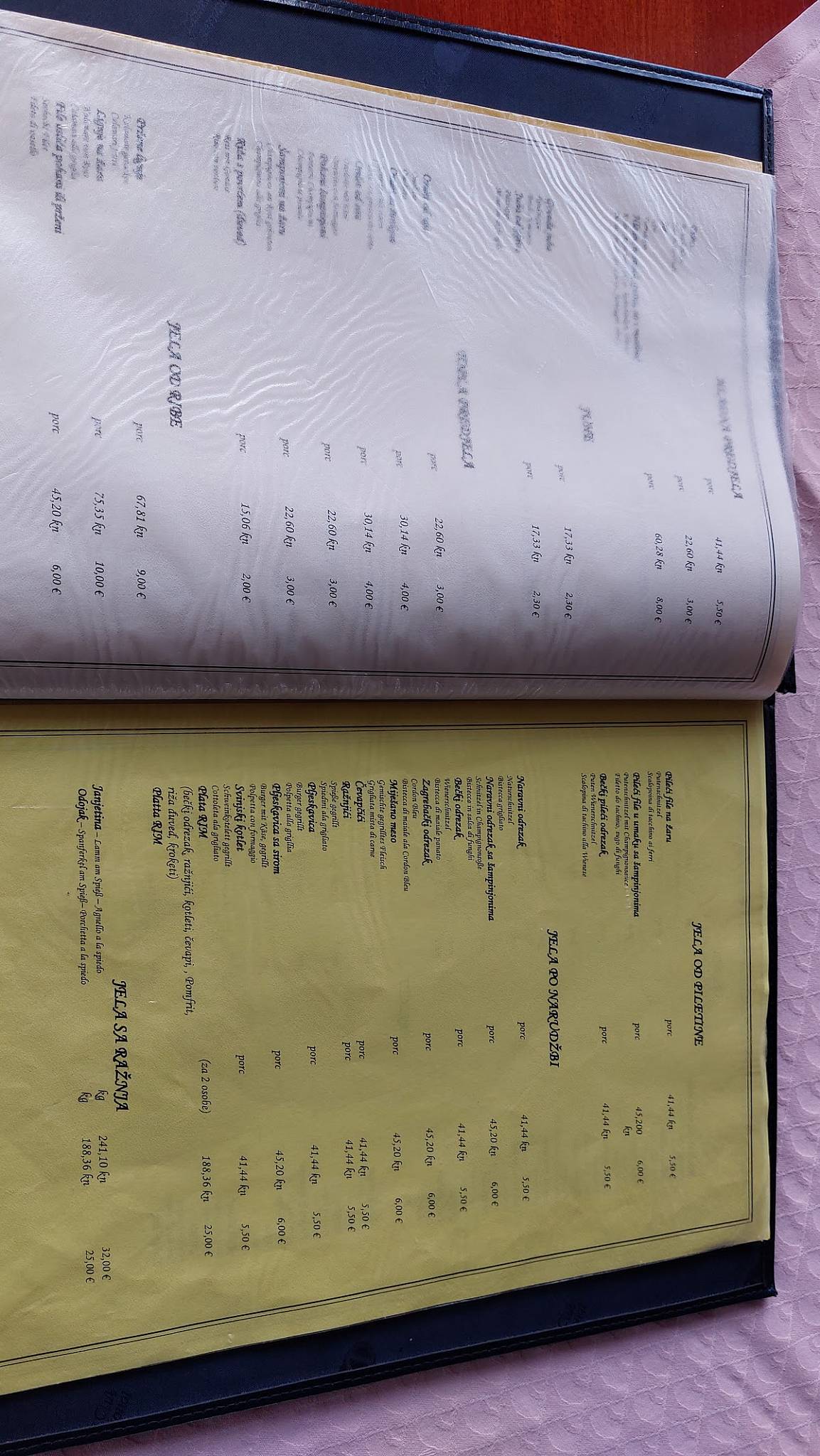 Menu at Rim restaurant, Severin na Kupi