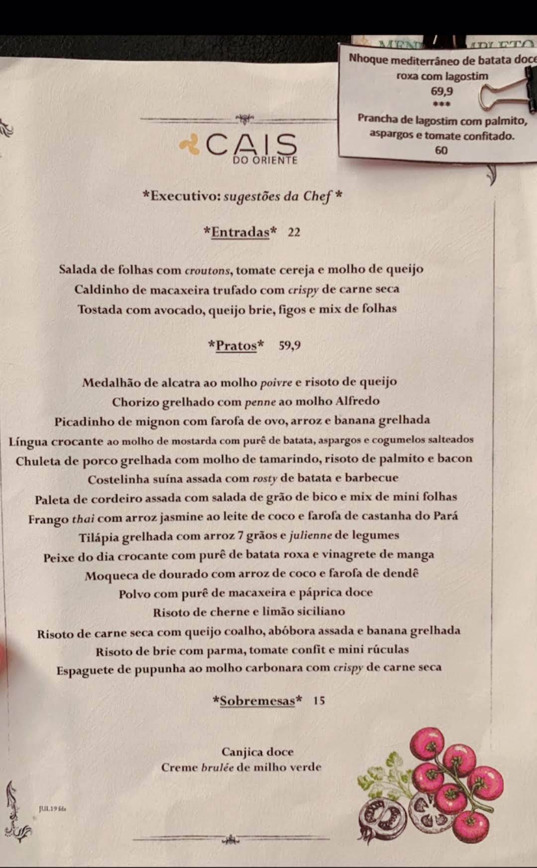 Menu em Cais do Oriente restaurante, Rio de Janeiro, R. Visc. de Itaboraí