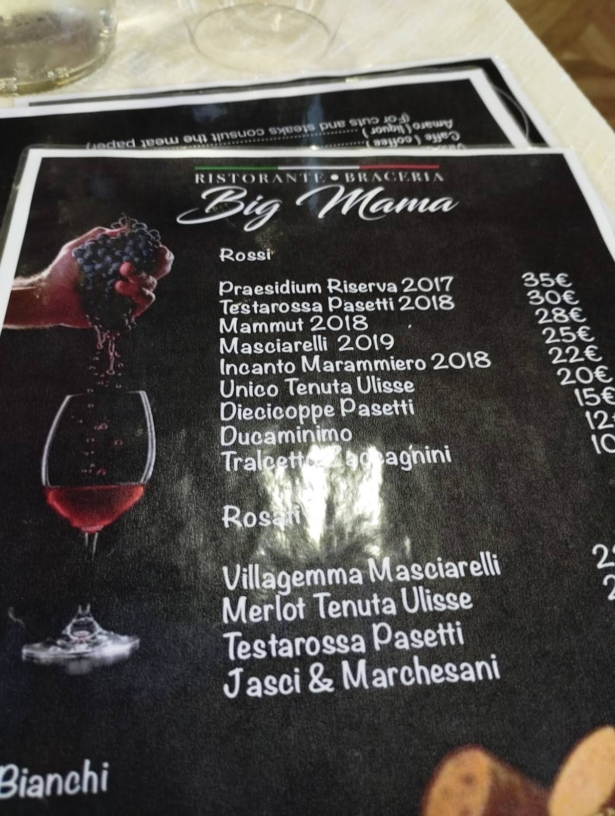 Menu da Ristorante Big Mama, Montesilvano