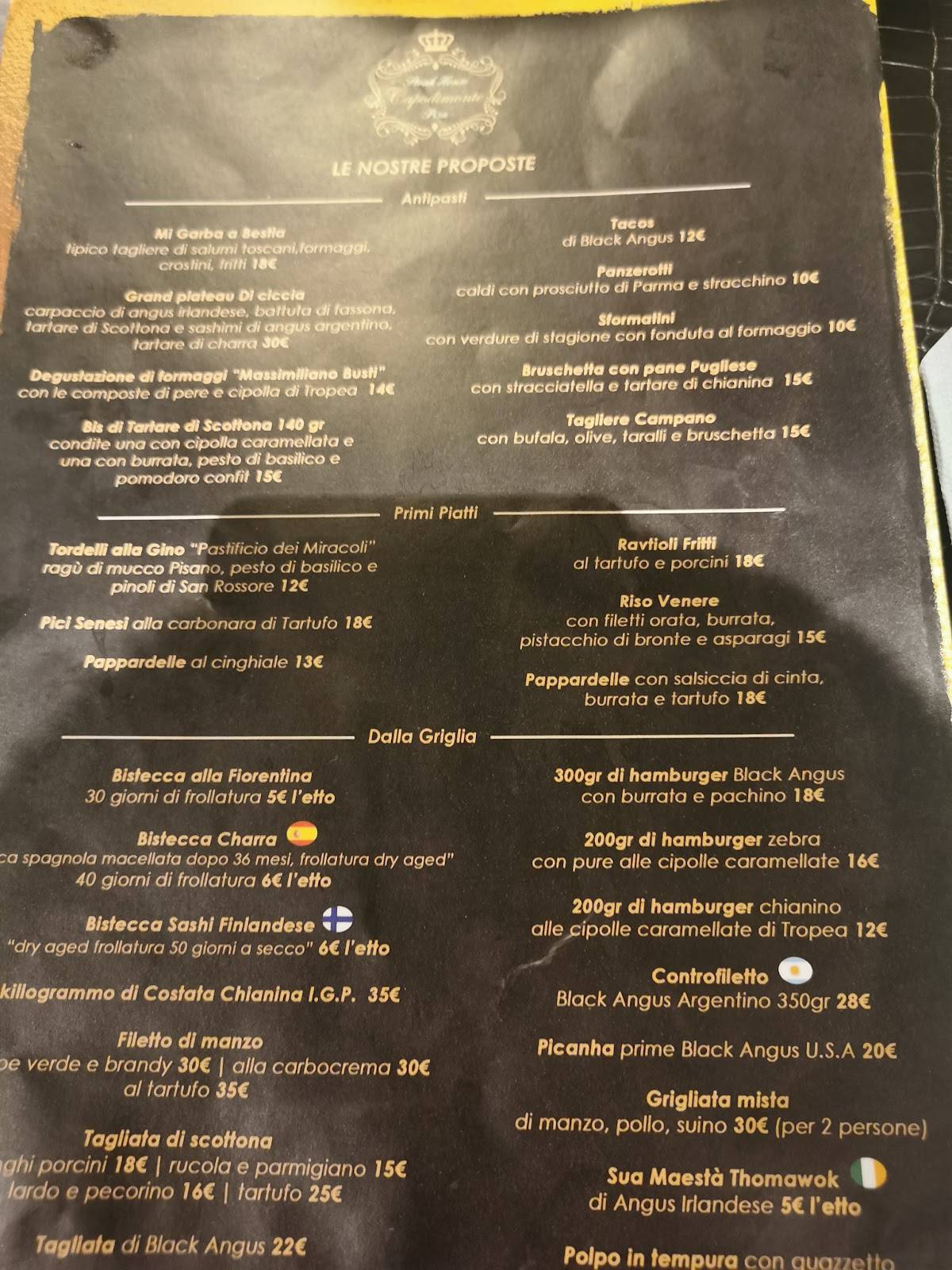 Speisekarte von Ristorante Capodimonte Pisa, Pisa, Via del Carmine