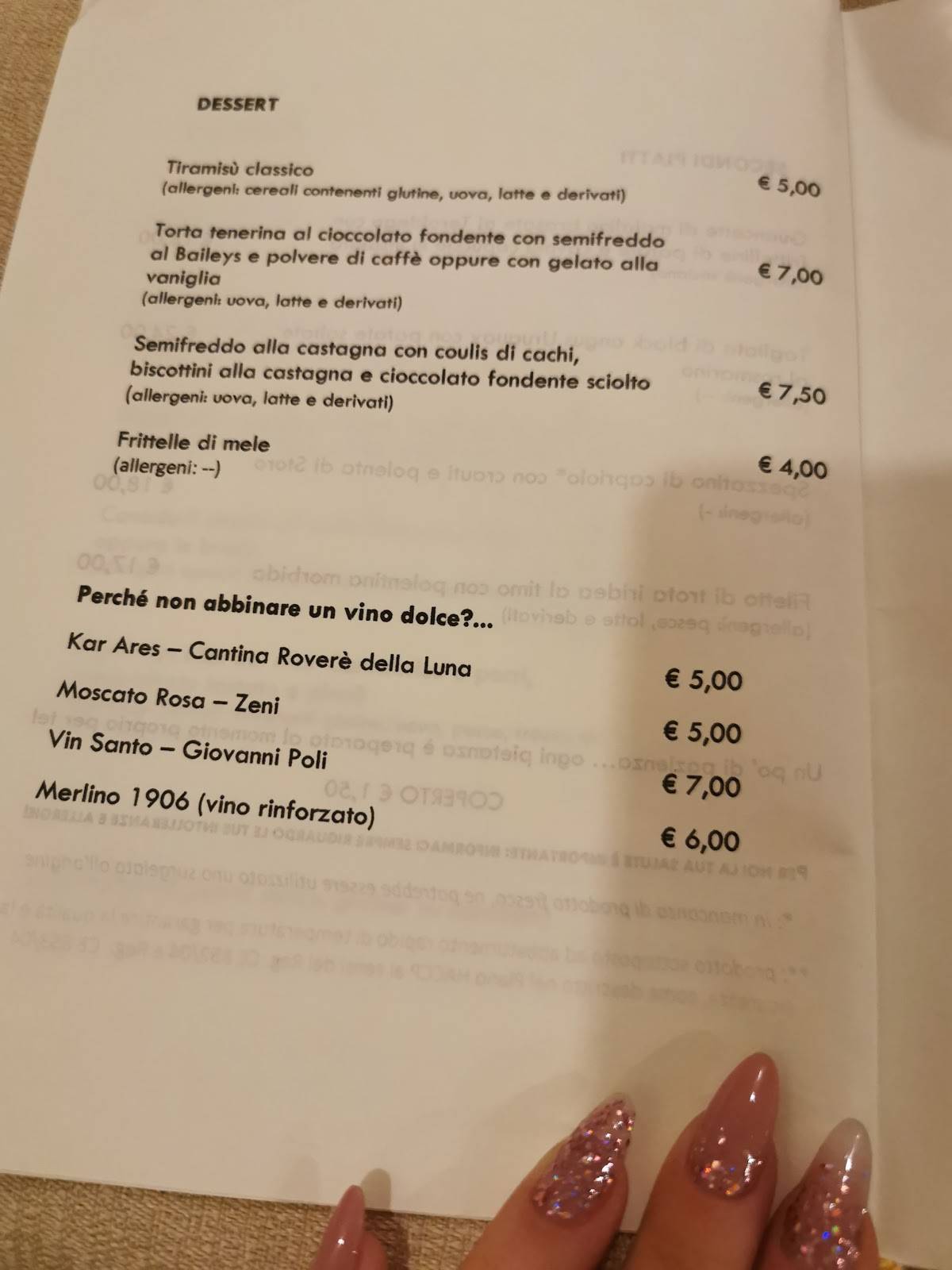 Menu at Ristorante Osteria San Rocco, Sardagna
