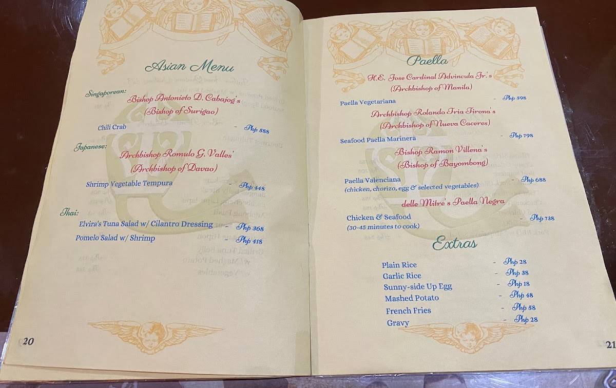 Menu at Ristorante delle Mitre restaurant, Manila, Opposite San Agustin ...