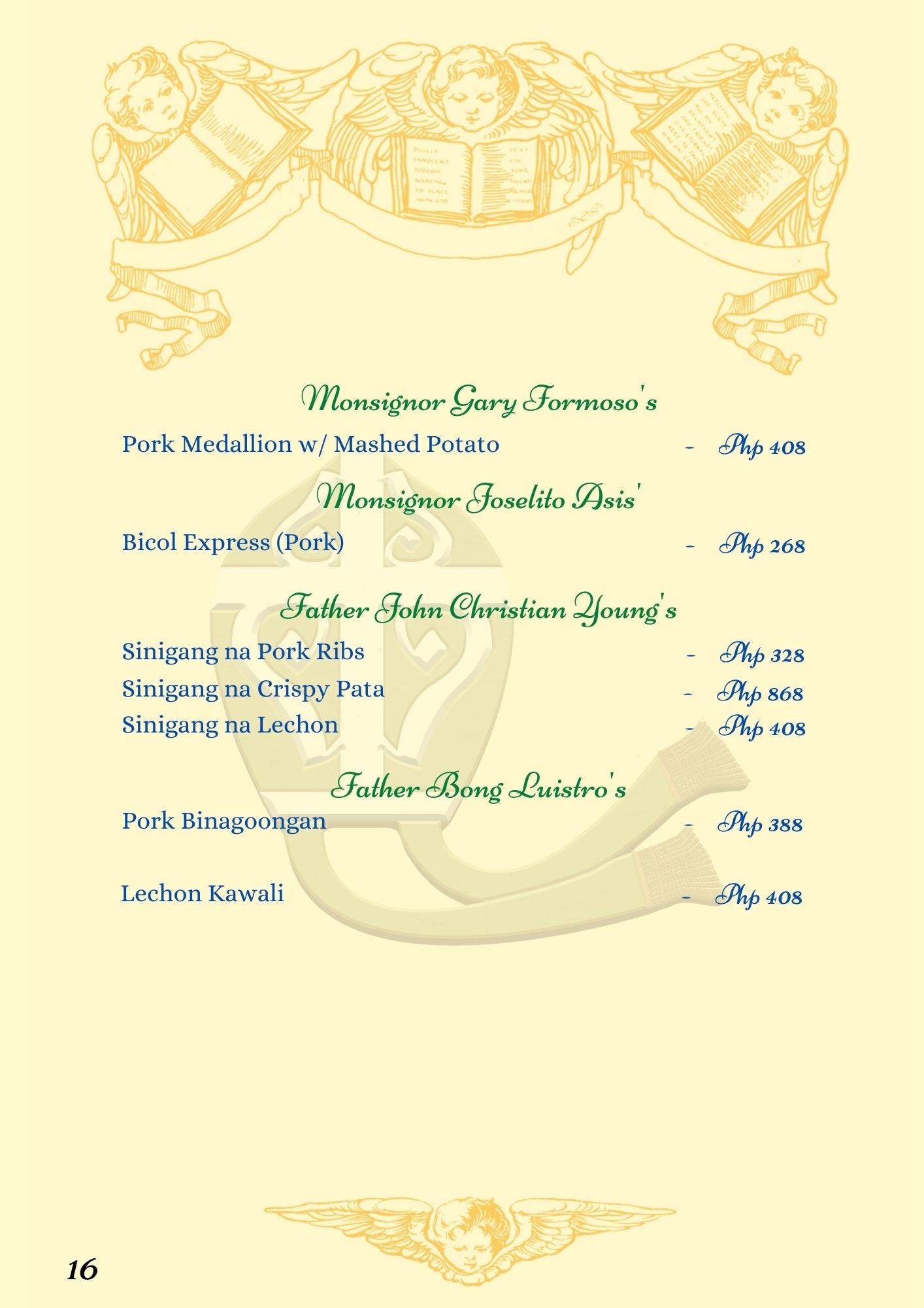 Menu at Ristorante delle Mitre restaurant, Manila, Opposite San Agustin ...