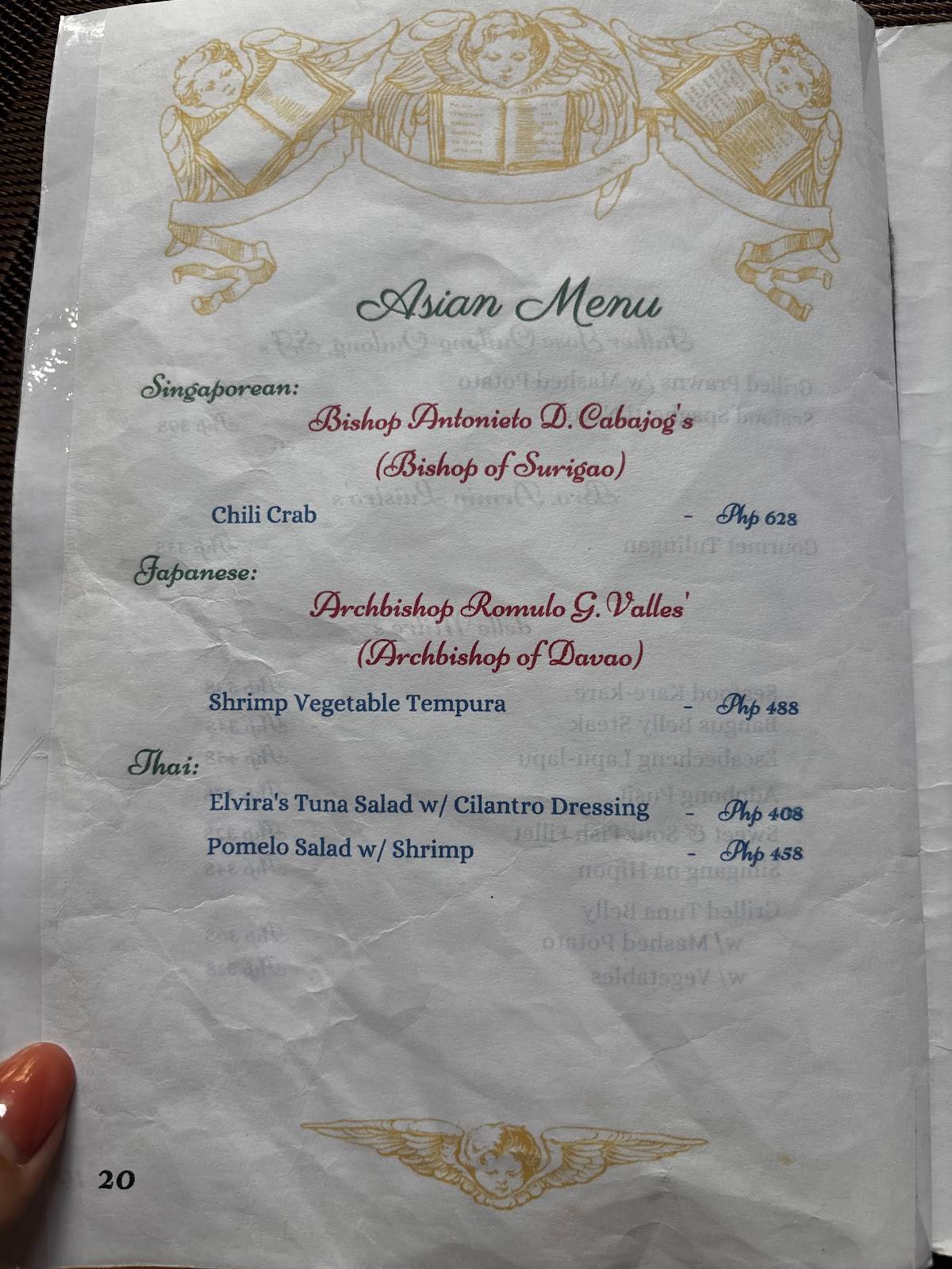 Menu at Ristorante delle Mitre restaurant, Manila, Opposite San Agustin ...