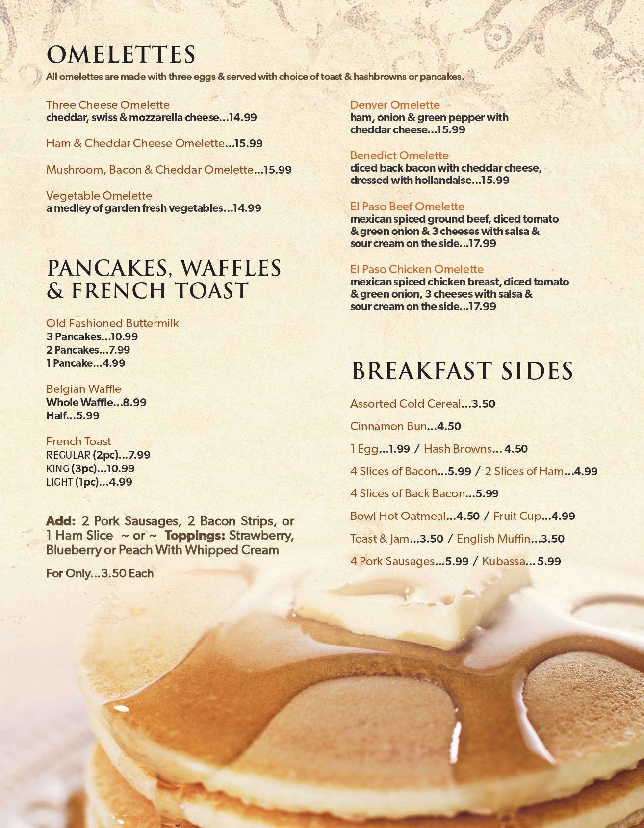 Menu at The Ritz Cafe & Motor Inn, Whitecourt