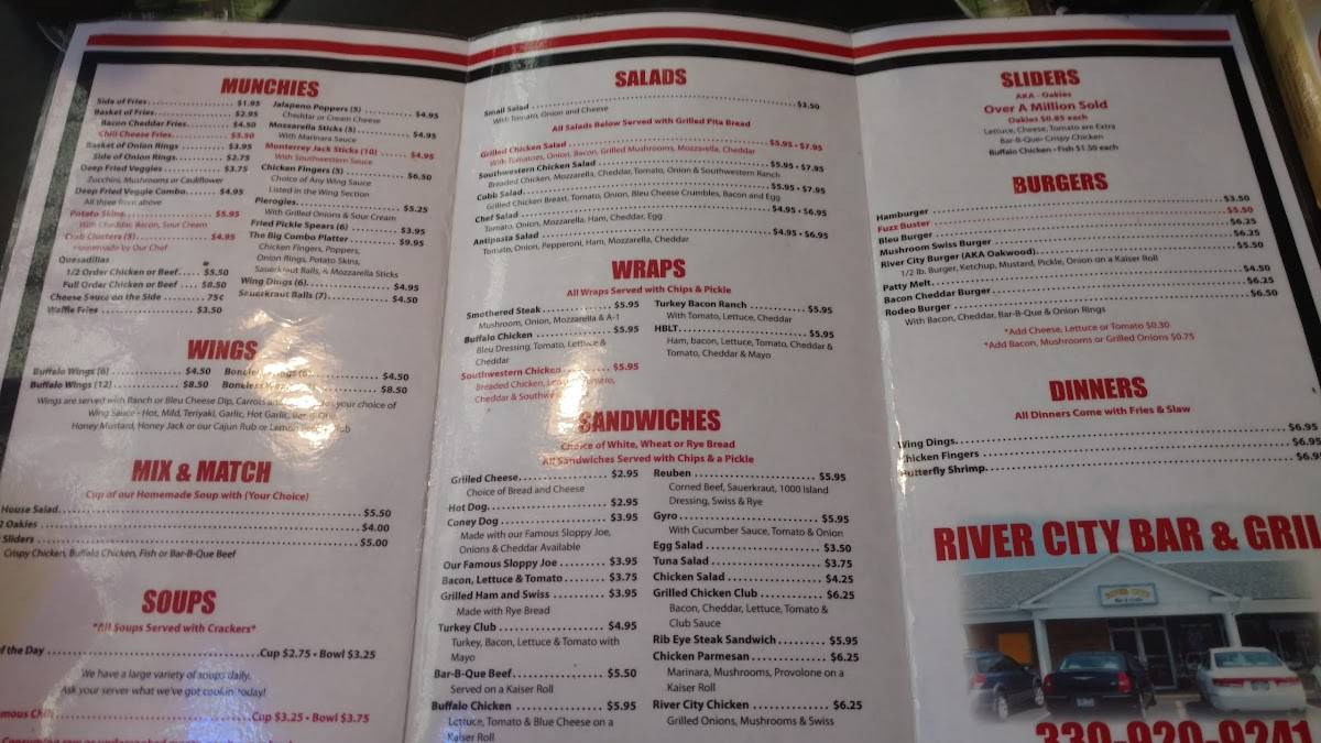 Menu at River City Bar & Grille, Cuyahoga Falls