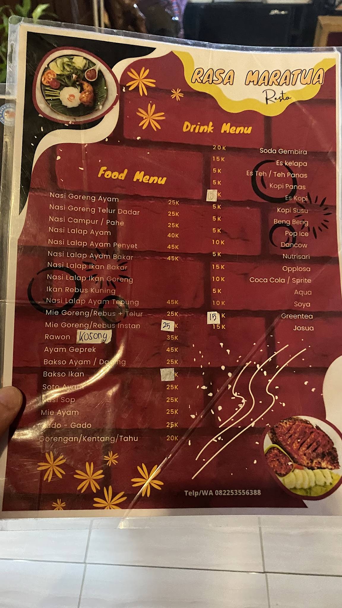 Menu at Rm Rasa Maratua restaurant, Teluk Harapan