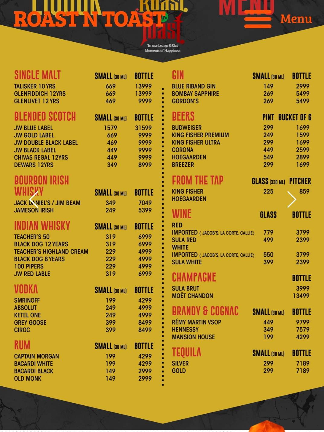 Menu at Roast N Toast - Lounge Bar Kitchen, Hyderabad