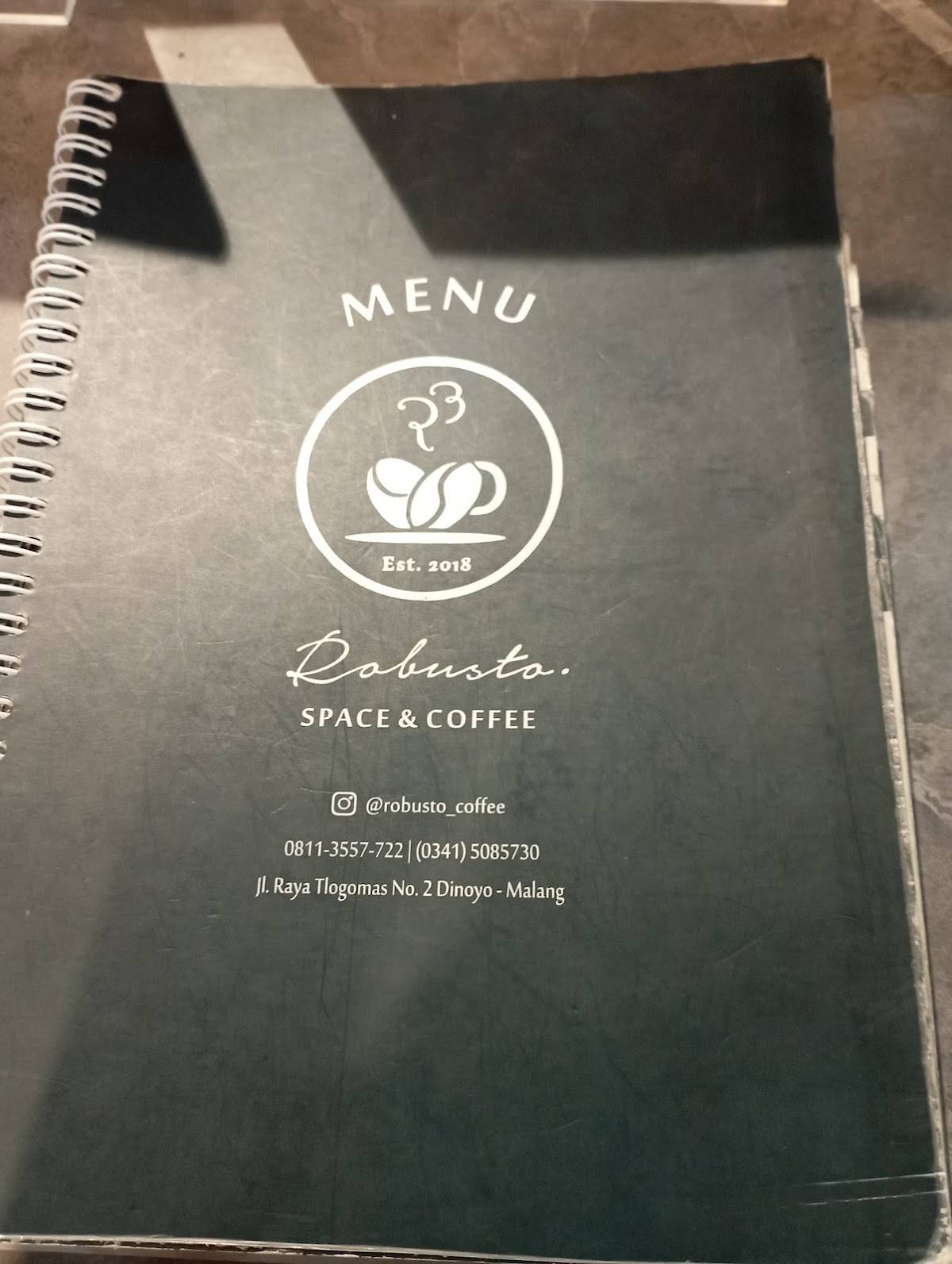 Menu at Robusto Coffee cafe, Malang
