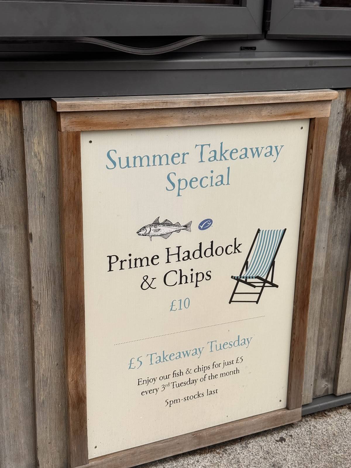 Menu at Rockfish restaurant, Brixham