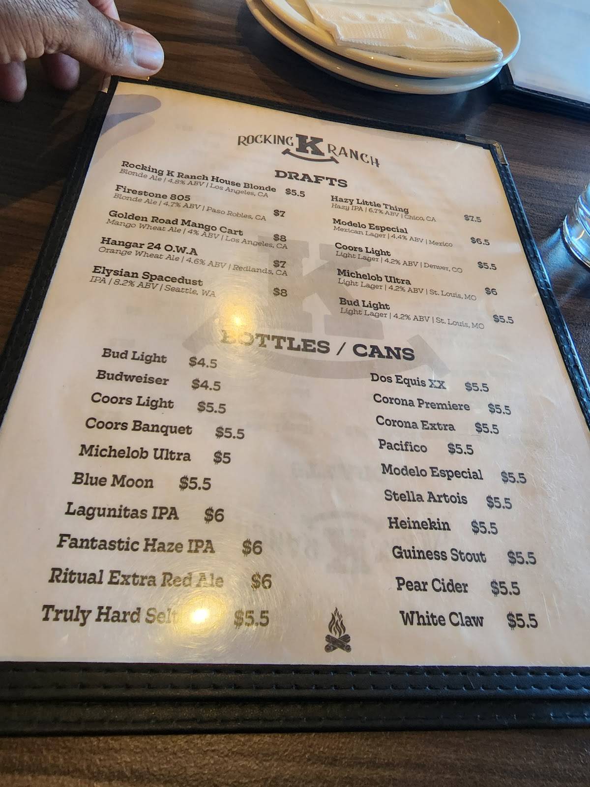 Menu at Rocking K Ranch pub & bar, Hemet