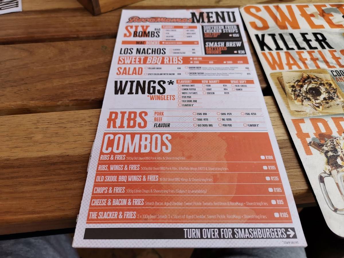 Menu at RocoMamas George restaurant, George