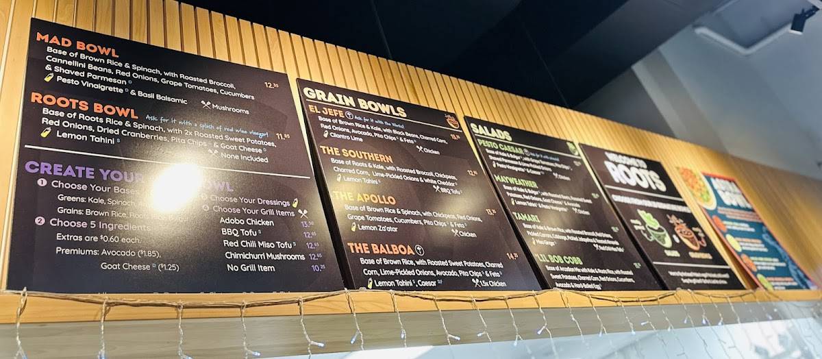 Menu at Roots Natural Kitchen restaurant, Pittsburgh, Liberty Ave