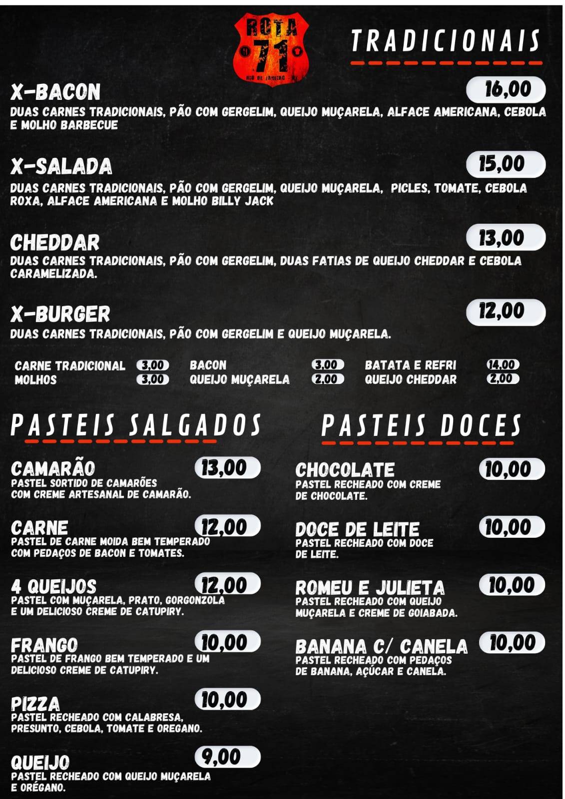 Menu em Rota 71 hamburgueria restaurante, Rio de Janeiro