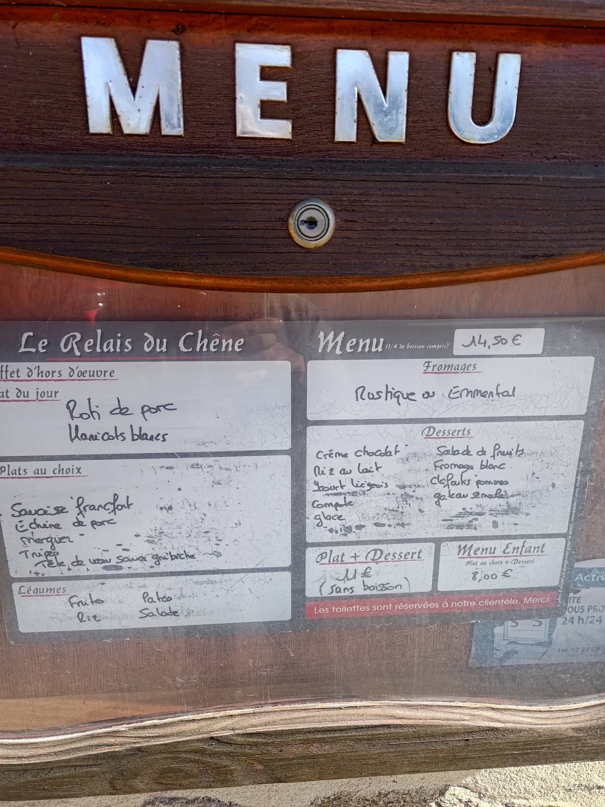 Menu at Routier Le Relais Du Chêne pub & bar, Pacé
