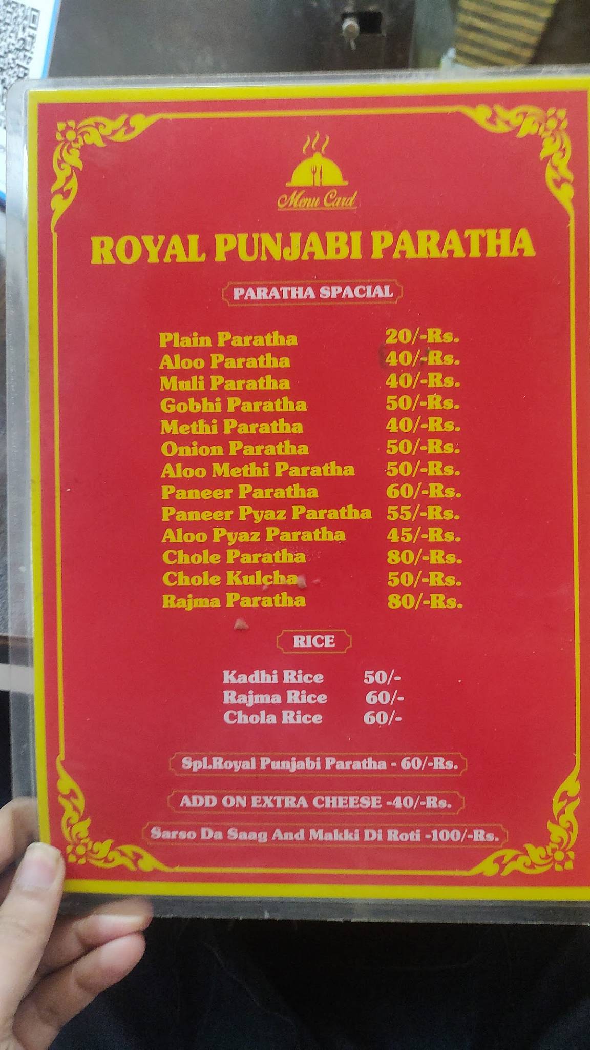 Menu at Royal Punjabi Paratha, Gehun Kheda
