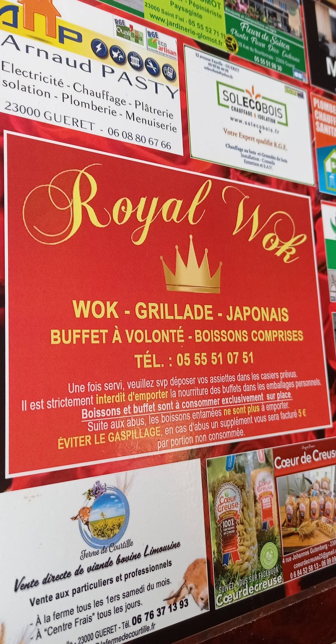 Menu at Royal Wok restaurant, Guéret