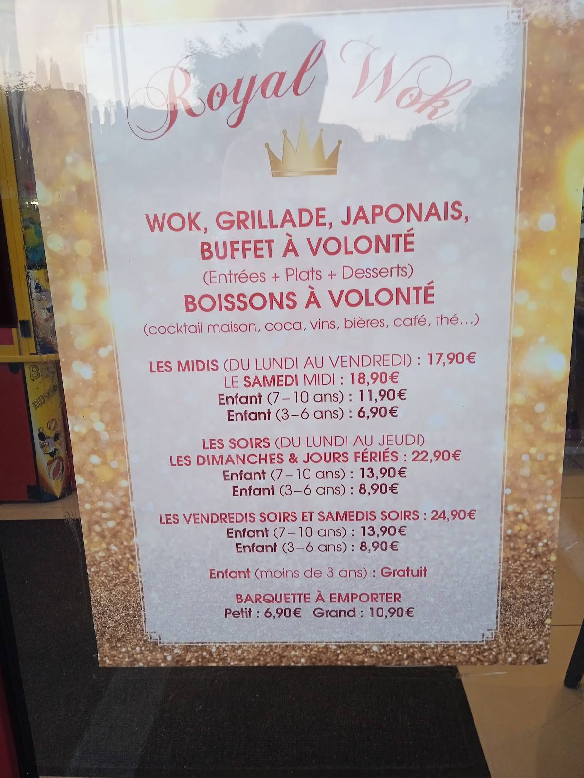 Menu at Royal Wok restaurant, Guéret