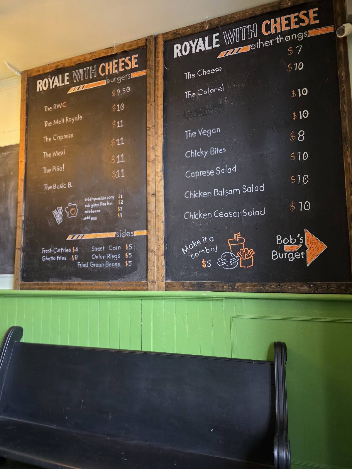 Menu at Royale With Cheese restaurant, Michigan City