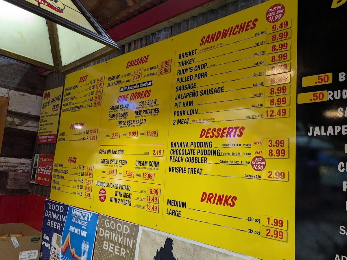Menu at Rudy's "Country Store" and Bar-B-Q, Allen, N Central Expy