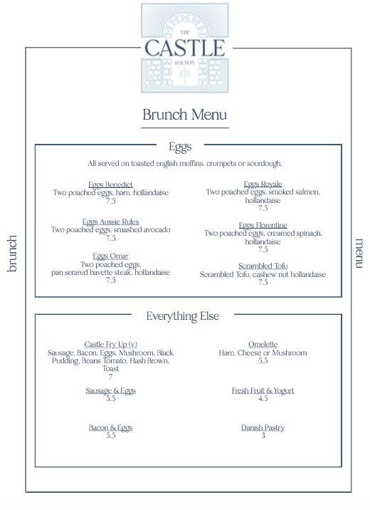 Menu at The Castle, Halton pub & bar, Runcorn