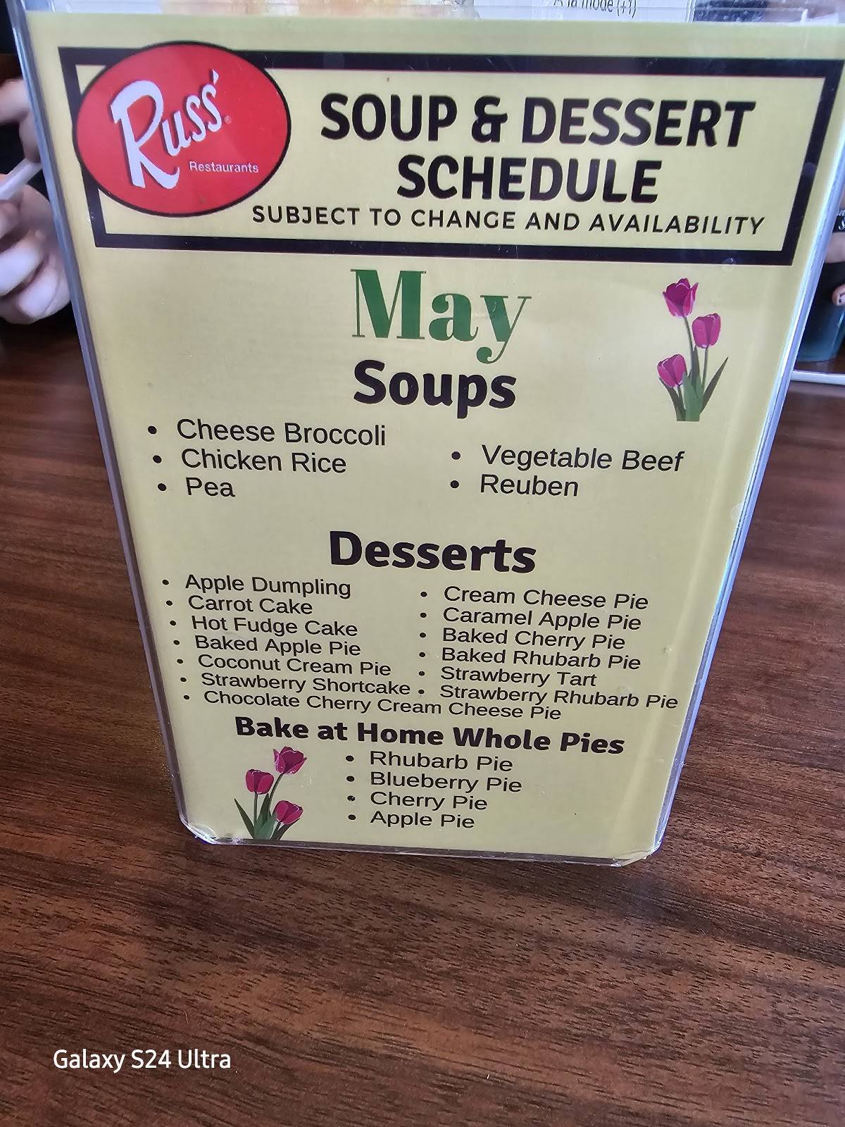 Menu at Russ' Restaurant, Grand Rapids, Plainfield Ave NE
