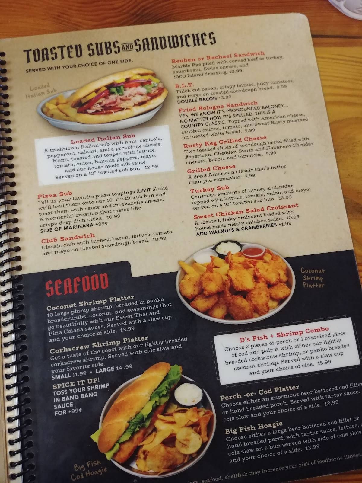 Menu at Rusty Keg Tavern pub & bar, Washington Court House