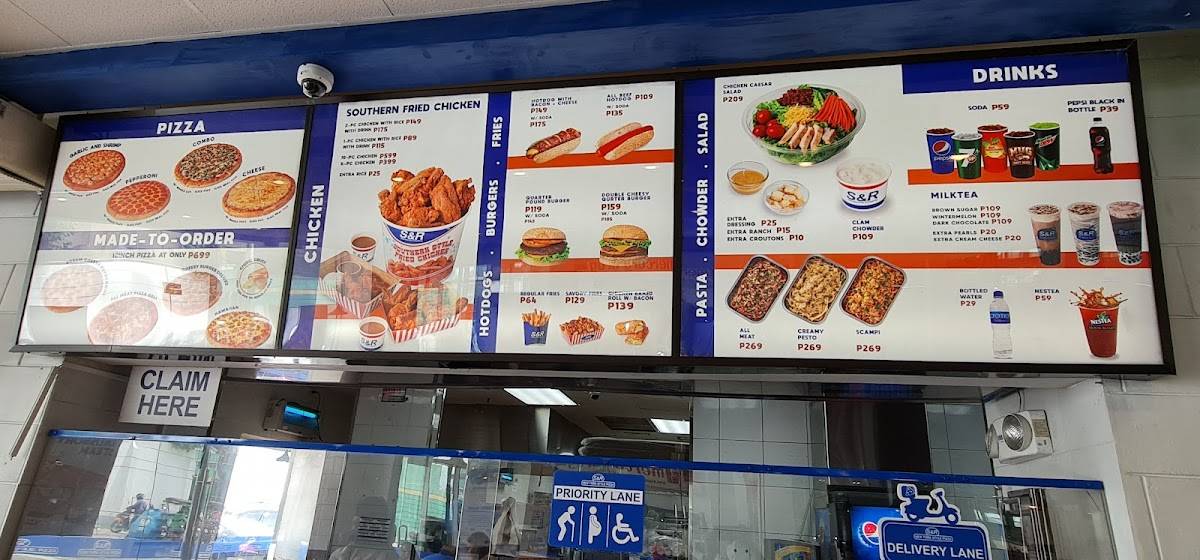 Menu at S&R Puregold restaurant, Quezon City