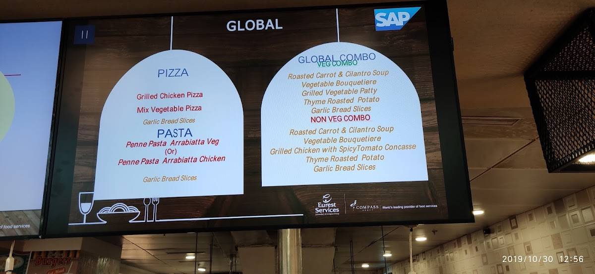 Menu at SAP LABS Cafe 5, Bengaluru