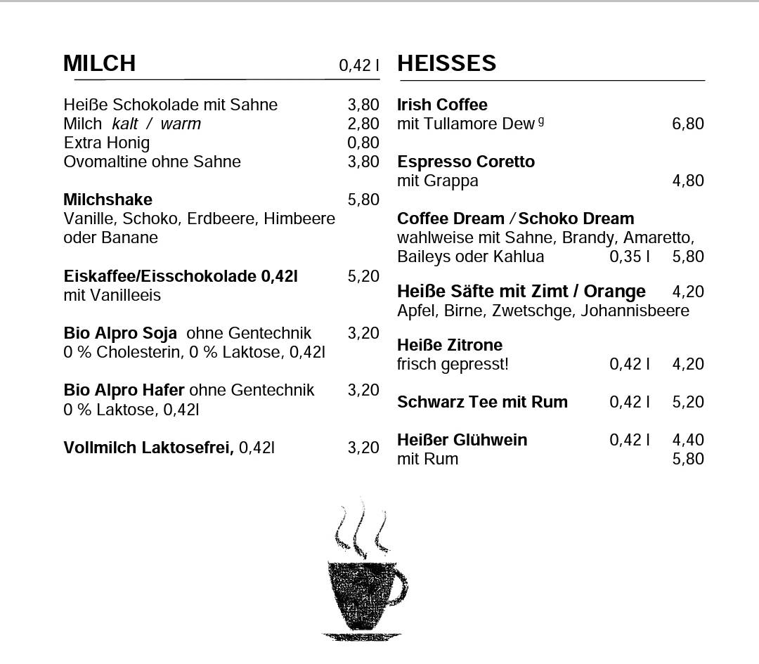 Speisekarte von Café Sax restaurant, München