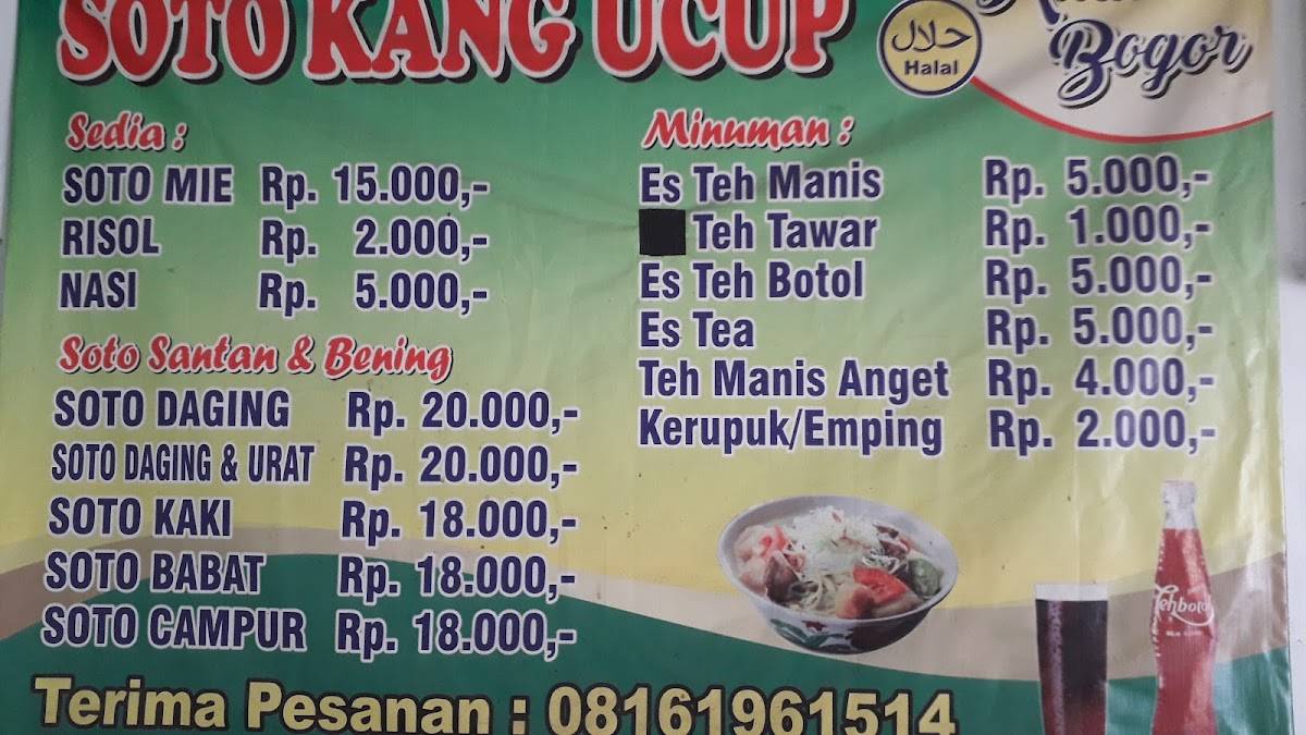 Menu at SOTOMIE BOGOR KANG UCUP restaurant, Tangerang