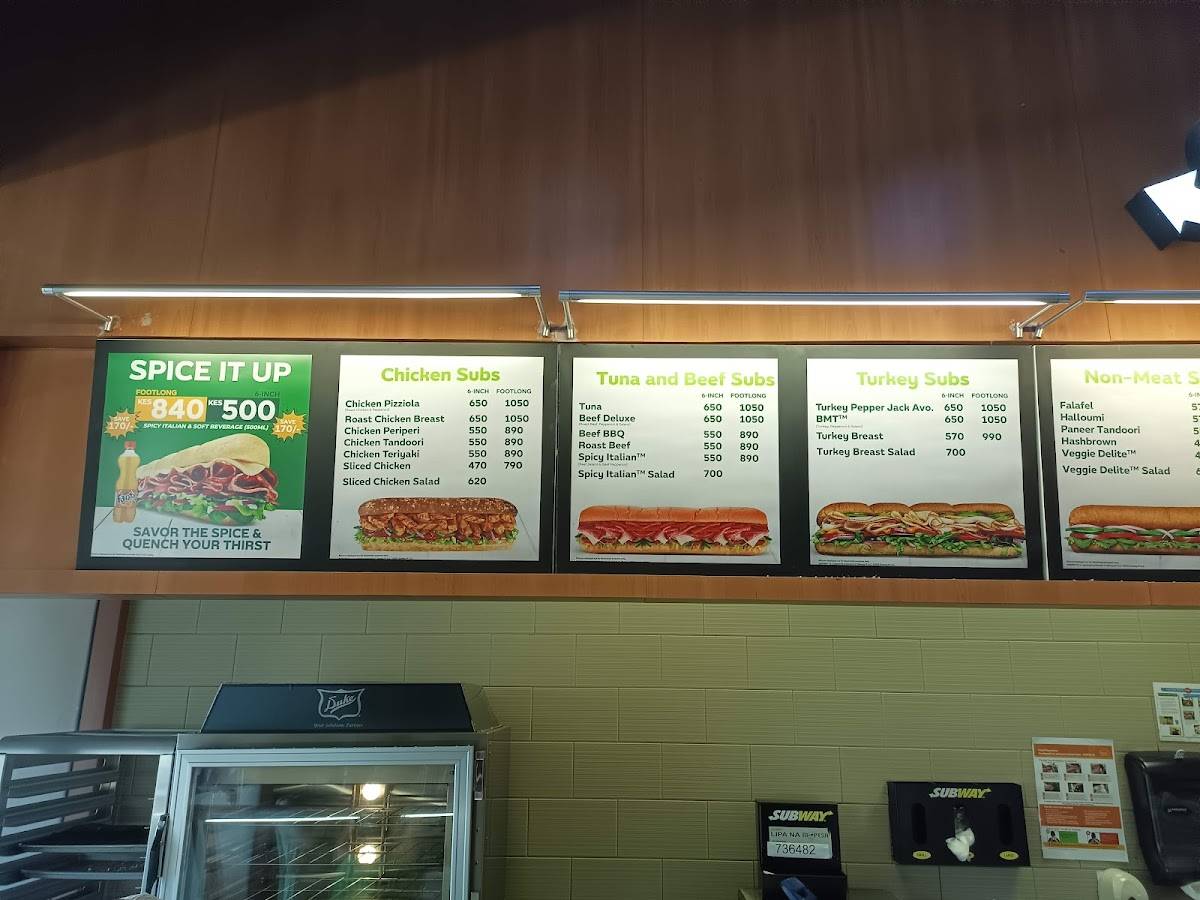 Menu at SUBZ - Westgate Mall, Nairobi, Westgate Mall