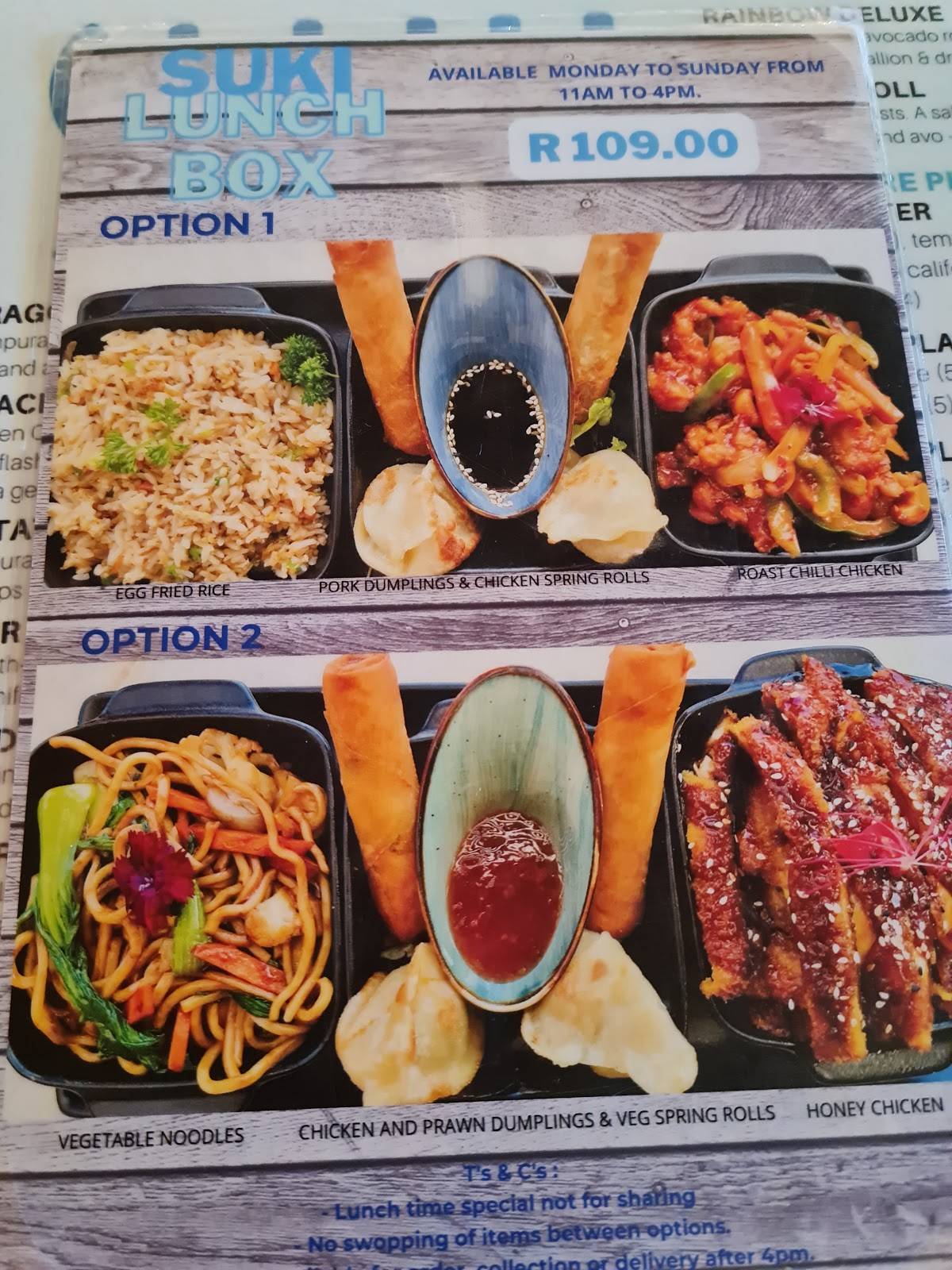 Menu at SUKI Sushi & Asian Cuisine restaurant, Port Elizabeth
