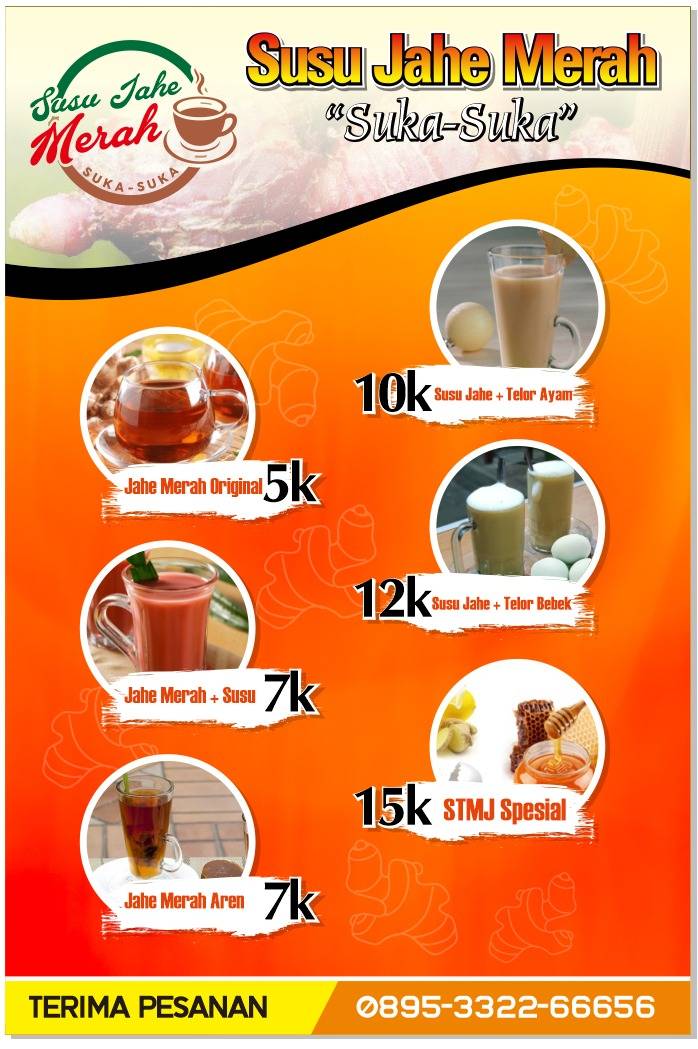 Menu at SUSU JAHE MERAH (segar,enak & Berkhasiat) cafe, Cigombong