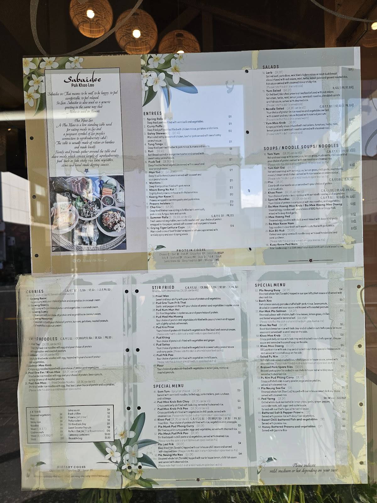 Menu at Sabaidee Pah Khao Lao Restaurant, Lower Hutt