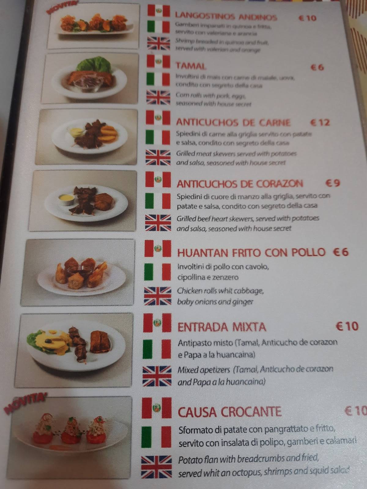 Menu at Sabor Andino - CUCINA PERUVIANA restaurant, Rome
