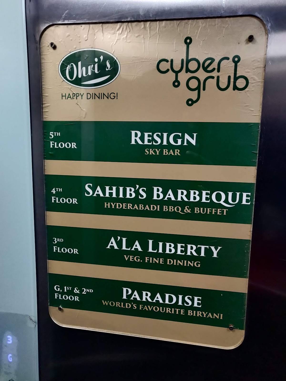 Menu at Sahib's Barbeque By Ohris Cyber Grub, Hyderabad, Plot No. 4