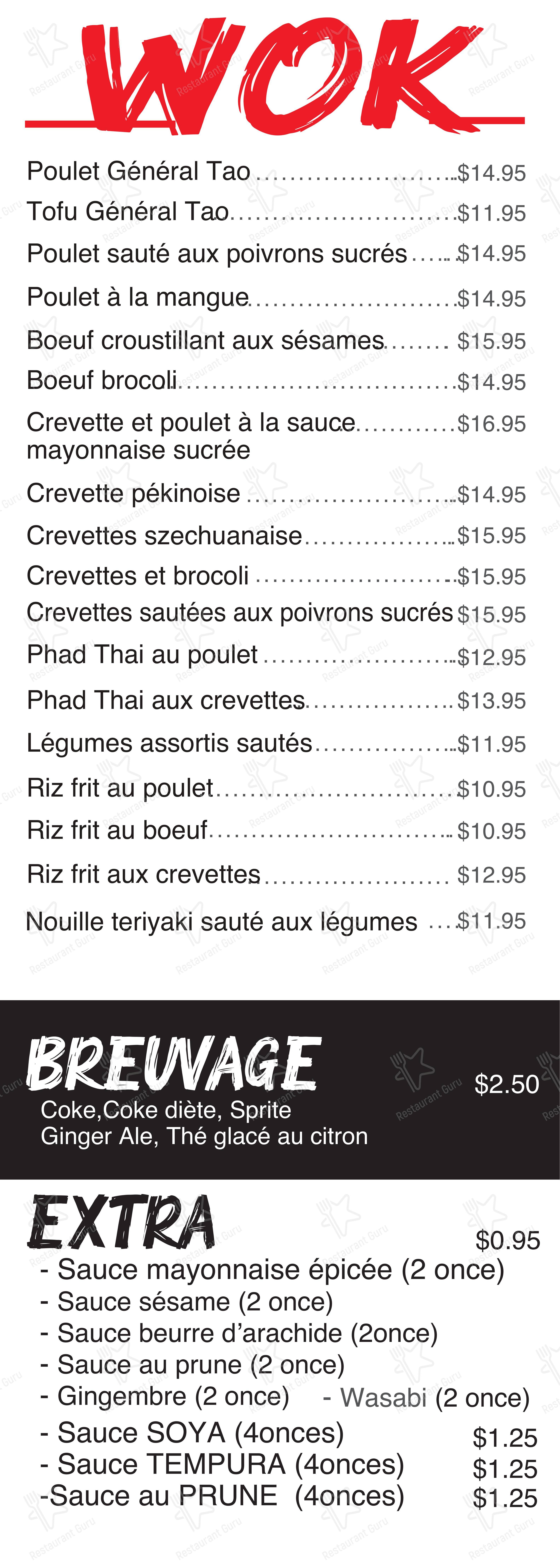 Menu au Sushi Hoshi restaurant, Saint-Jérôme