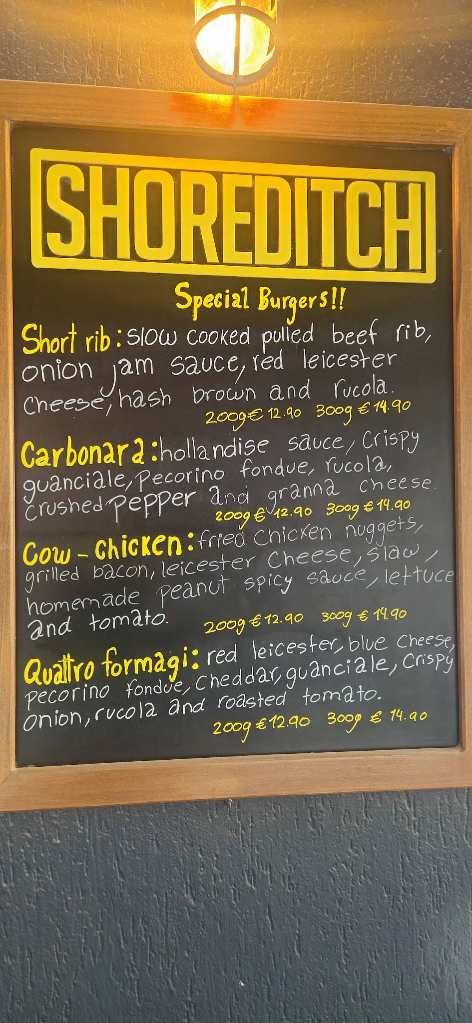 Menu at Shoreditch Bar and Kitchen, Saint Julian's