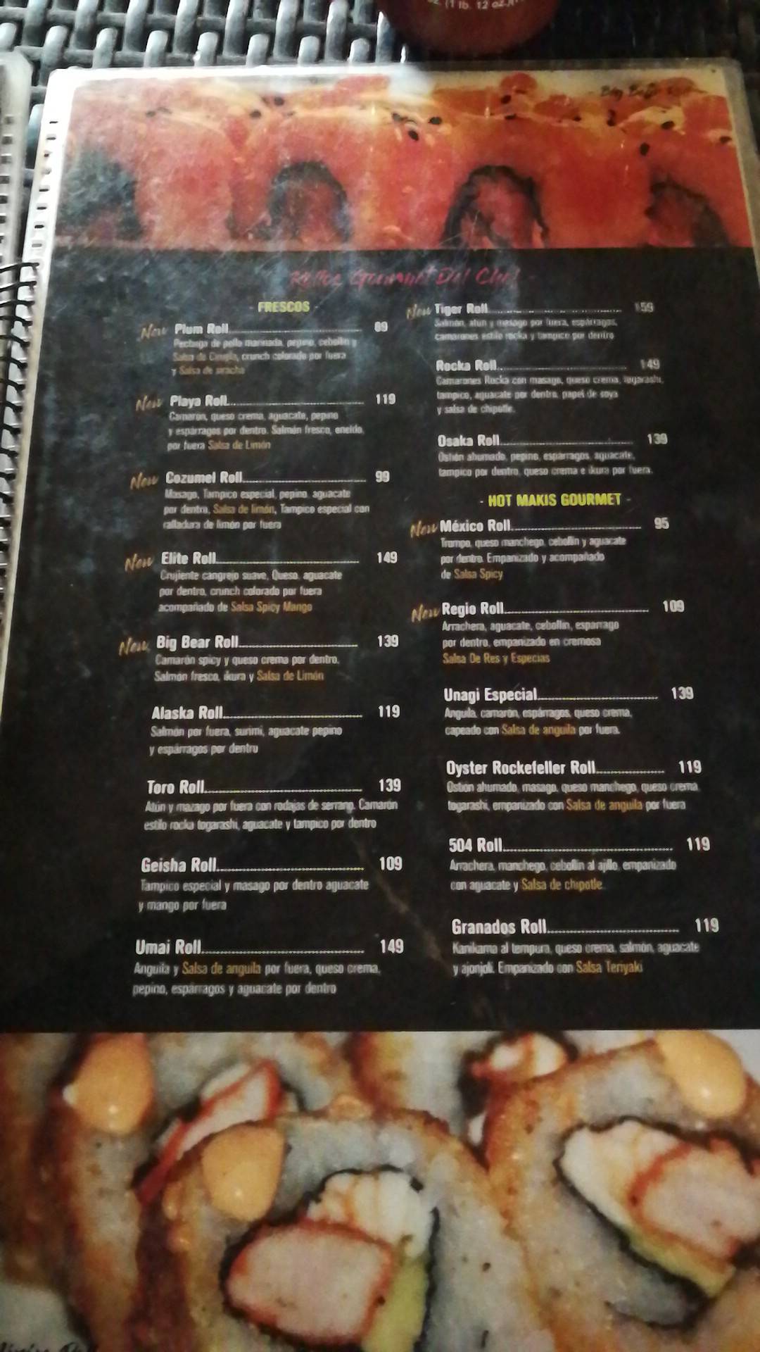 Carta del restaurante Sake Grill, Saltillo, Calle Mariano Abasolo 2998-A