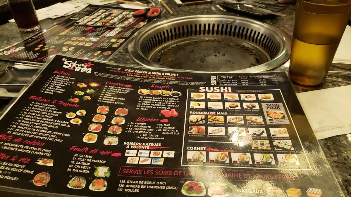 Menu au Sakura BBQ Coréen, Québec